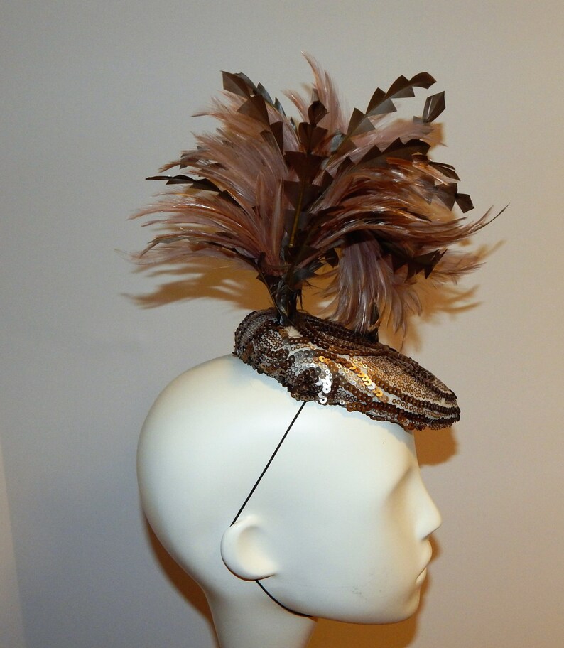 Bronze and Gun Metal Sequined Tear-drop Fascinator With - Etsy