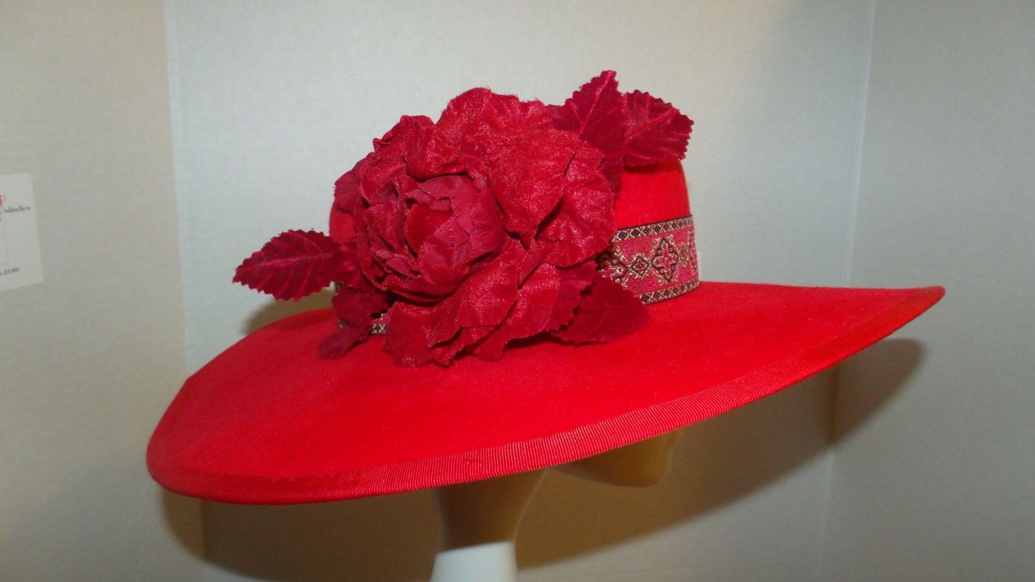 Red Fur Felt Big Brim Couture Hat - Etsy