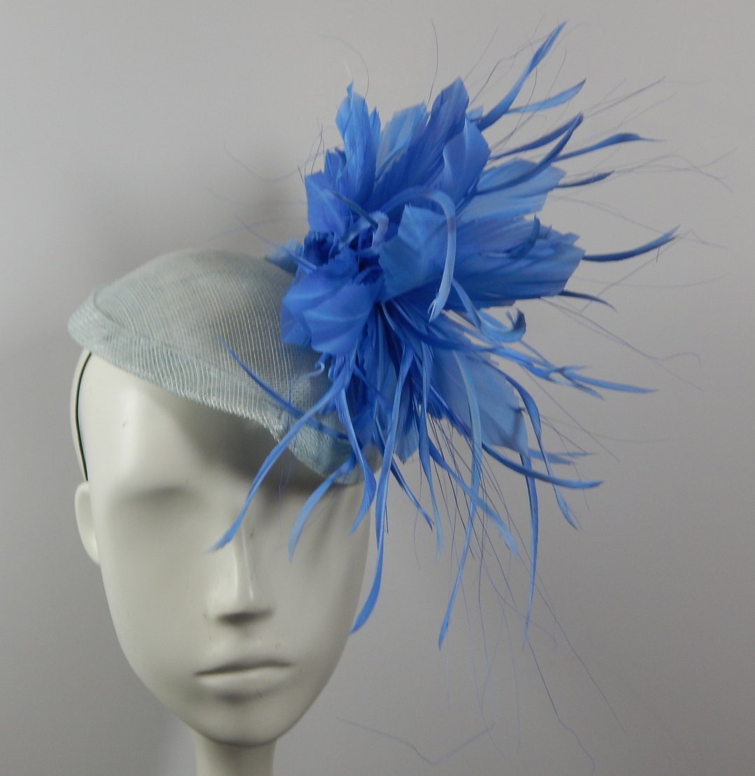 Blue Percher Hat With Feathers - Etsy