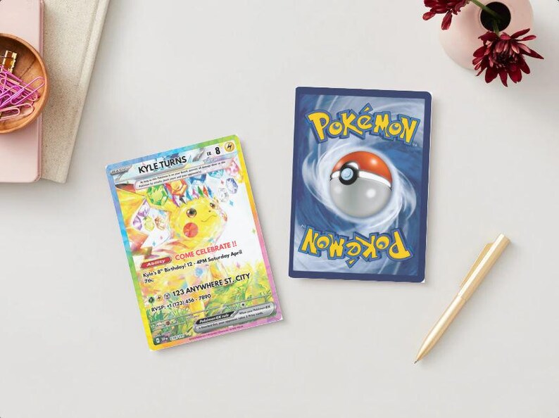 Editable Pikachu Surging Sparks Birthday Invitation, Pokemon Birthday ...