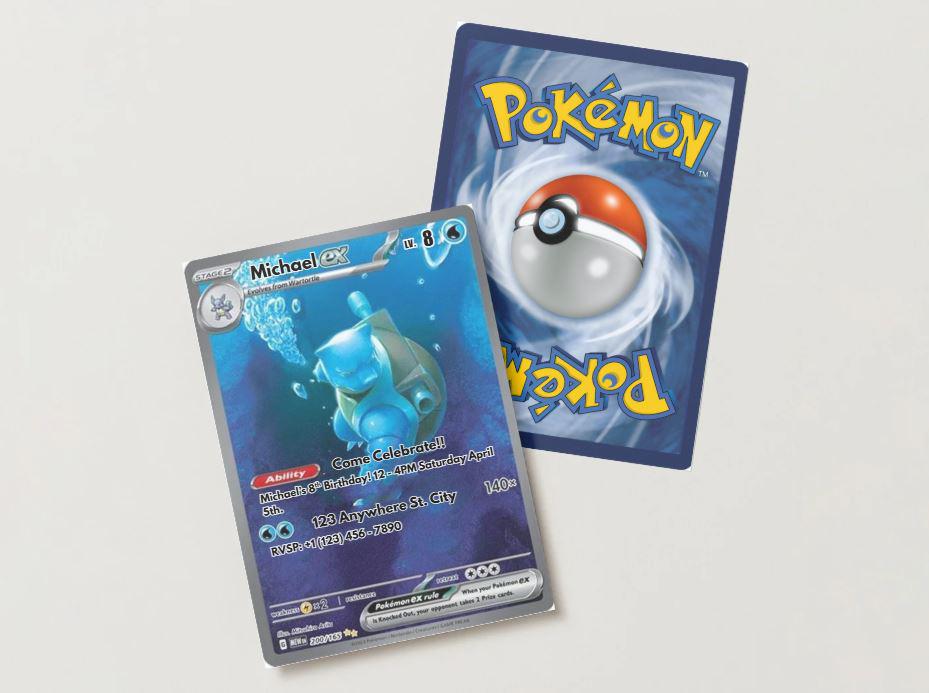 Editable Blastoise 151 Birthday Invitation, Pokemon Birthday Invitation ...
