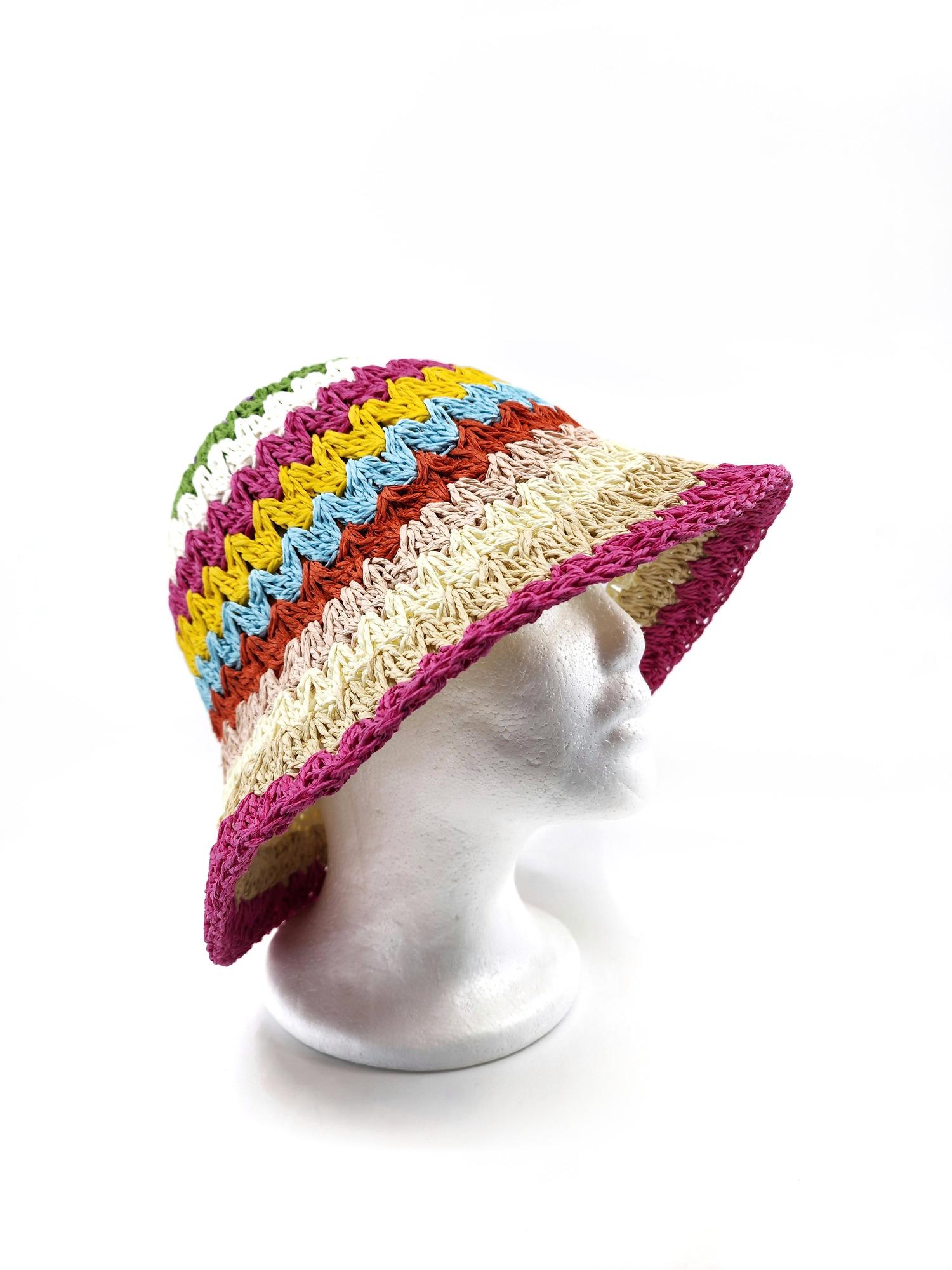 Multi Color Stripe Straw Bucket Hat Sun Hat - Etsy
