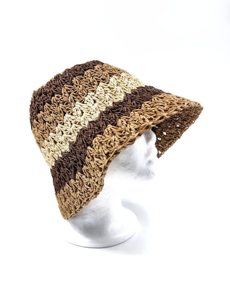 Multi Color Stripe Straw Bucket Hat Sun Hat - Etsy