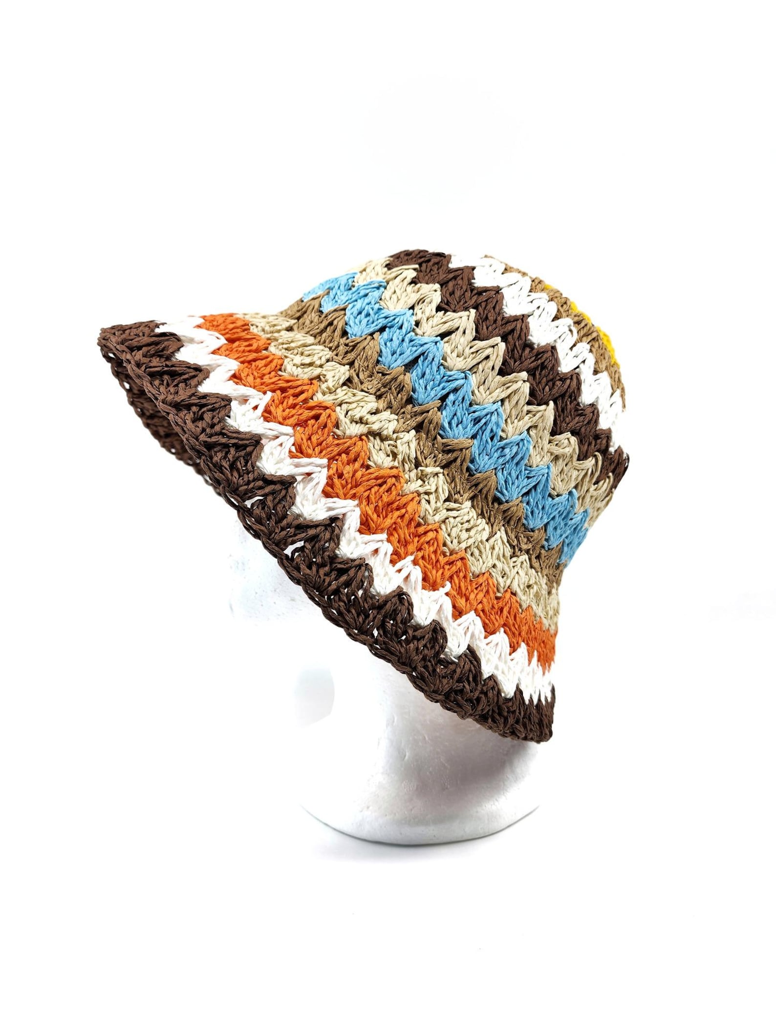 Multi Color Stripe Straw Bucket Hat Sun Hat - Etsy