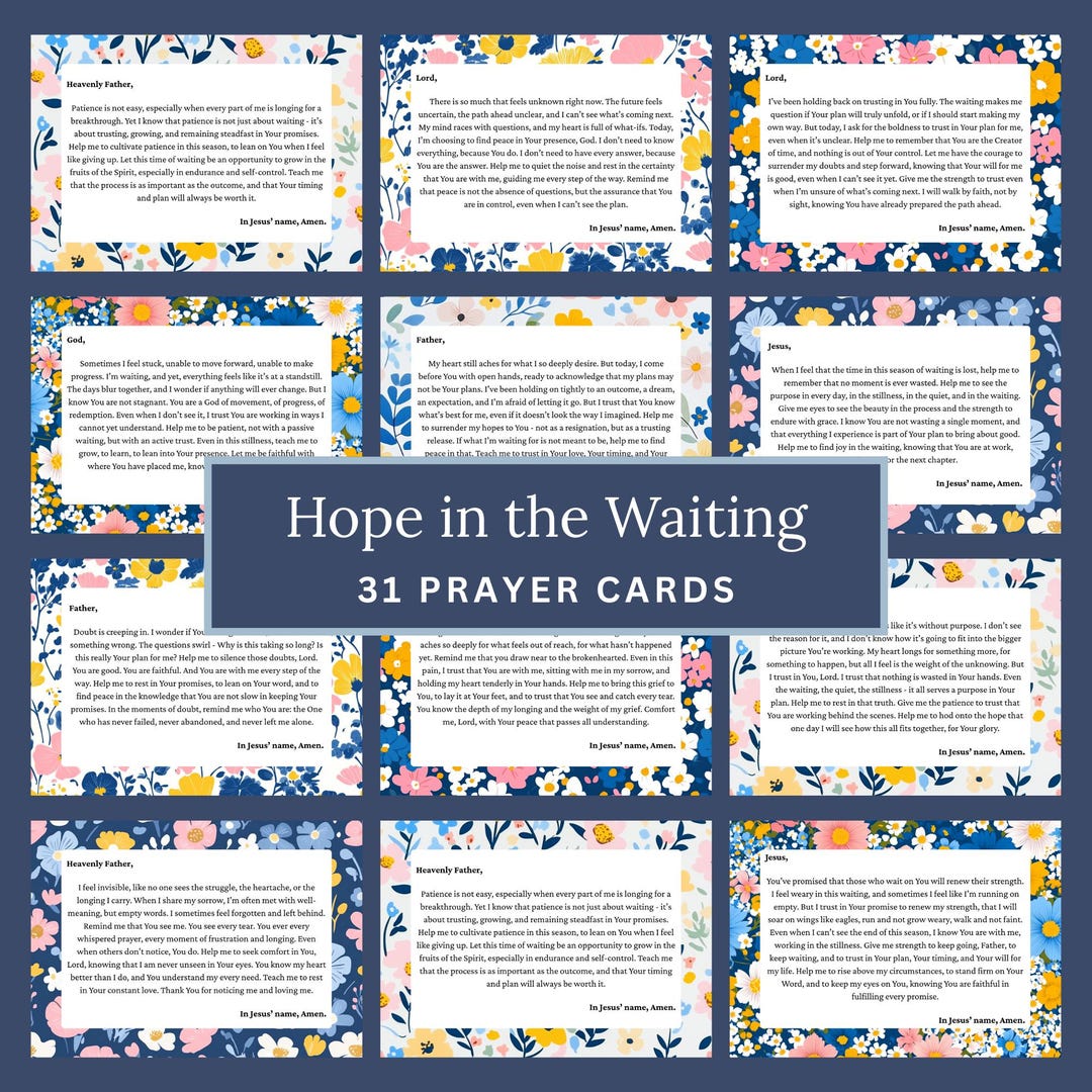 Hope in the Waiting Cards Printable, Floral Christian Prayer Cards ...