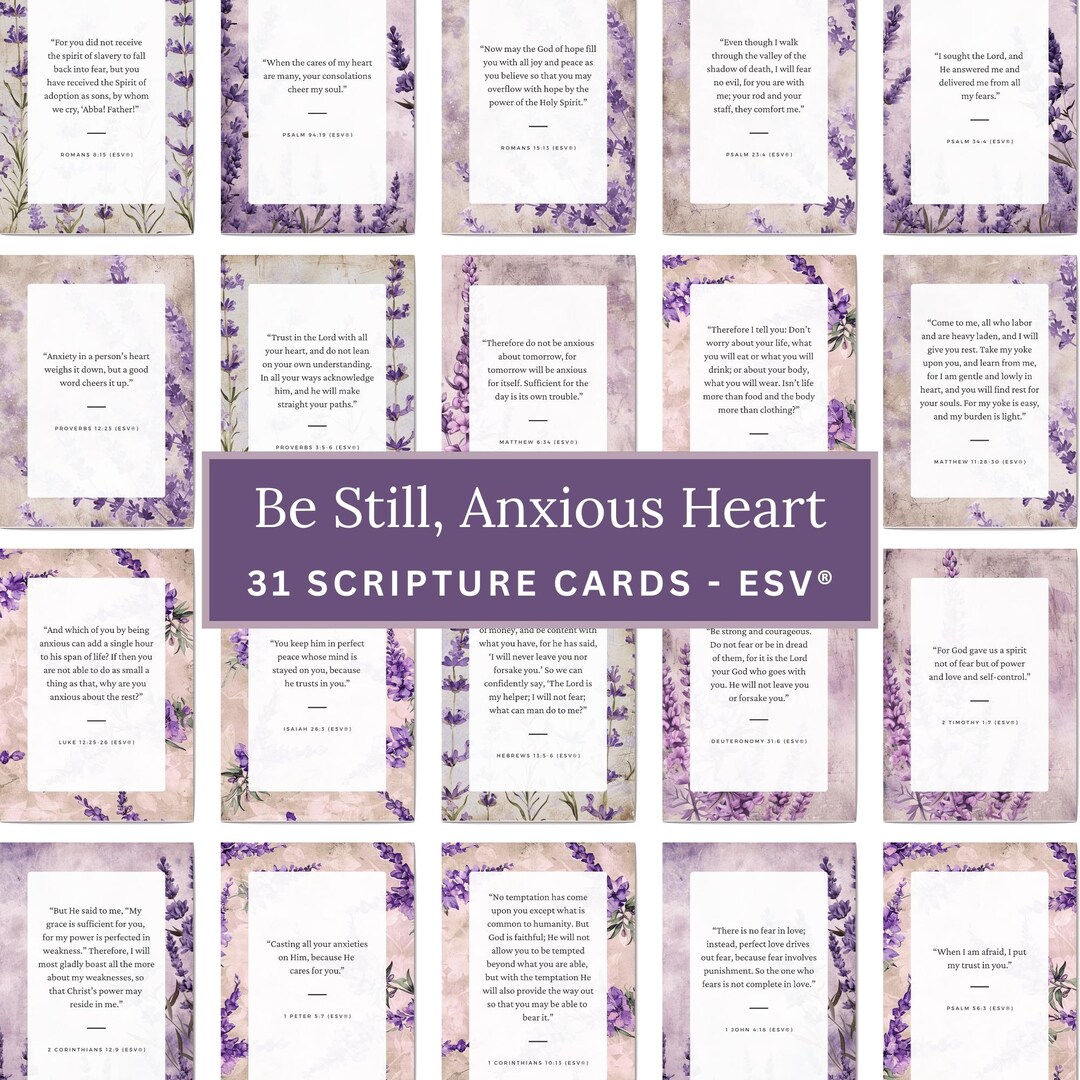 Printable ESV Scripture Cards for Anxiety: Lavender Bible Verses ...