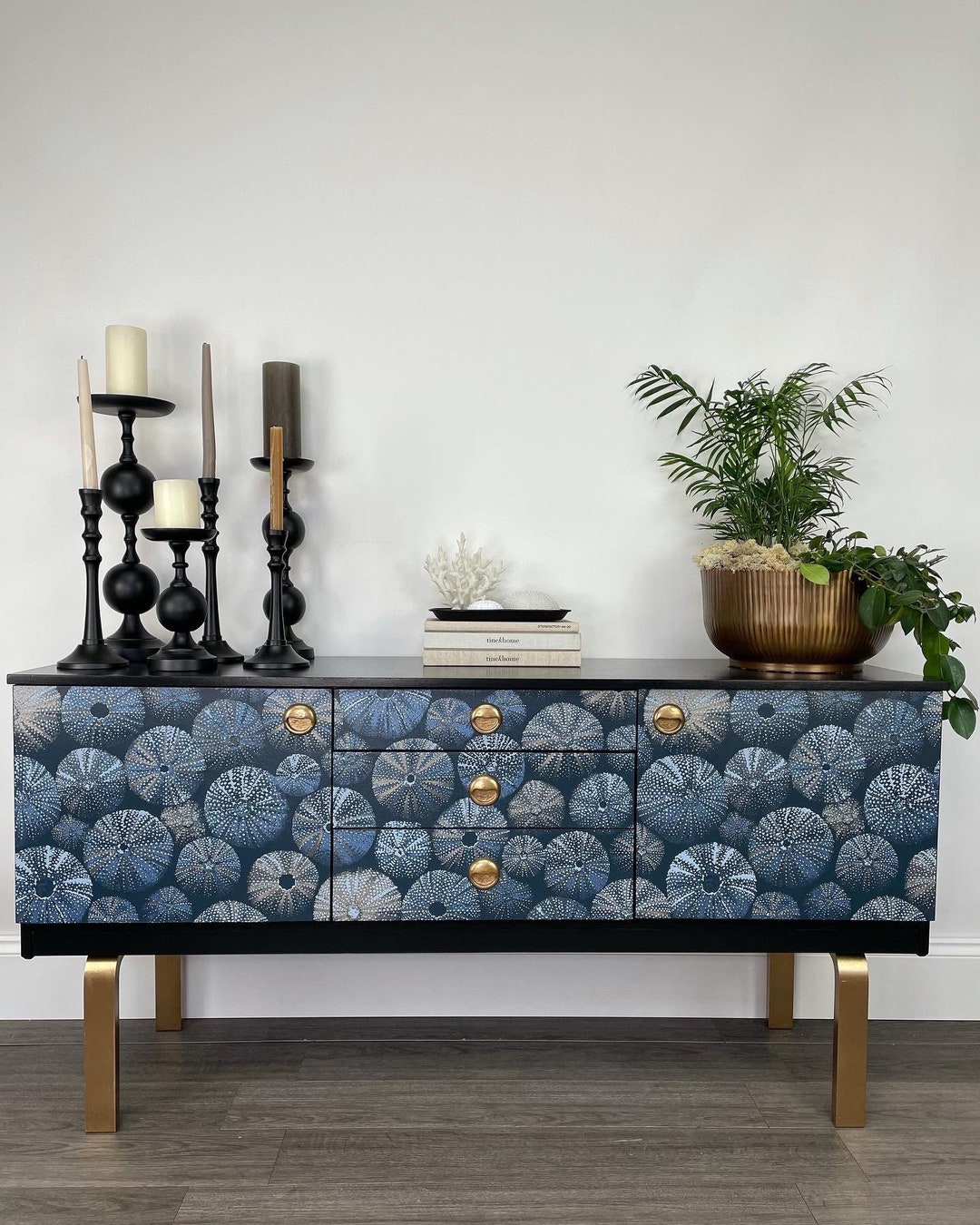 Hand Painted Decoupaged Sideboard | Vintage Buffet | Midcentury TV ...
