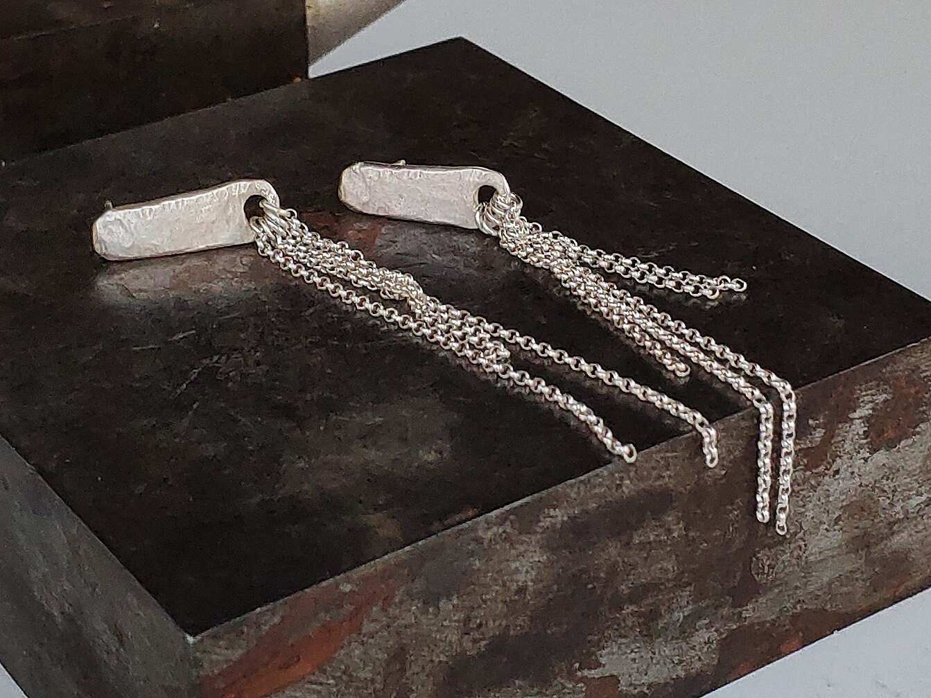 Silver Chain Earrings Dangle chain Earrings Long Chain | Etsy