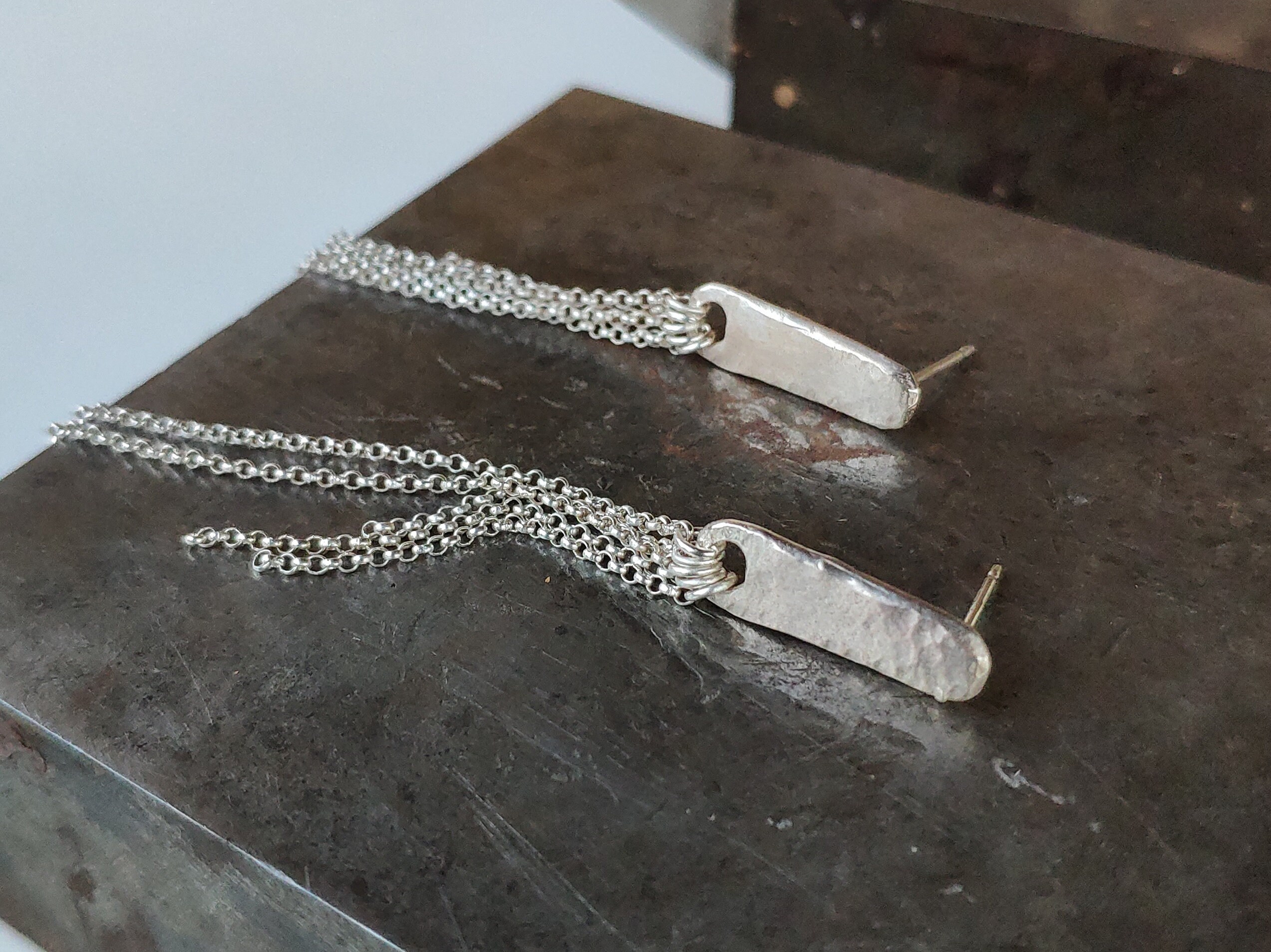 Silver Chain Earrings Dangle chain Earrings Long Chain | Etsy