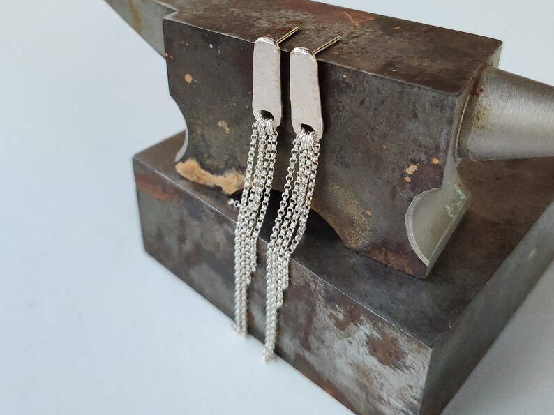 Silver Chain Earrings Dangle Chain Earrings Long Chain - Etsy