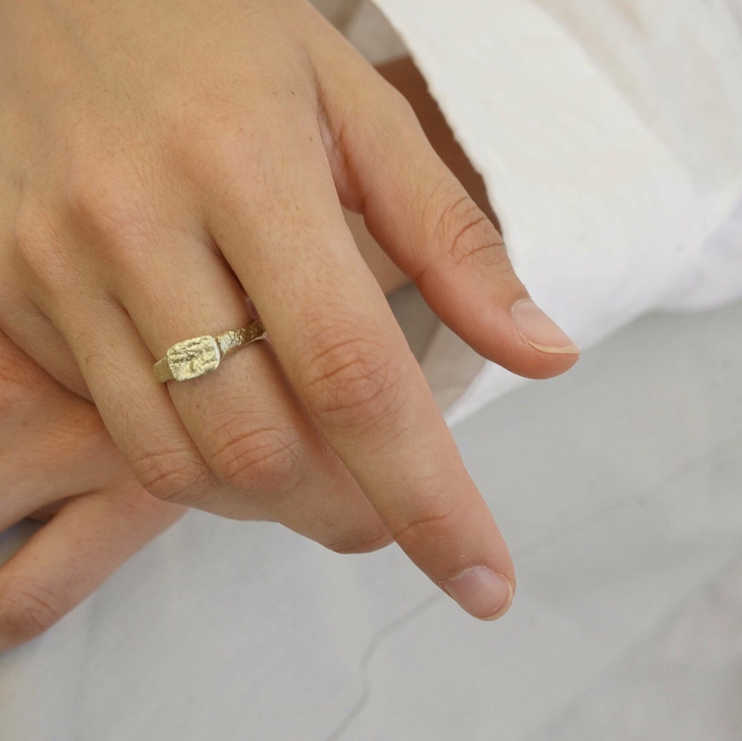 Impressive 14K Gold Ring, Solid Gold Ring, Rough Gold Ring, Handmade ...