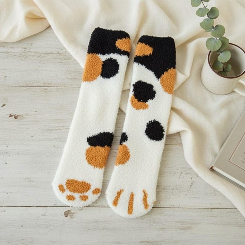 Cat Paw Socks | Cozy Animal Socks | Fuzzy Cat Lover Gift | Cute Winter ...