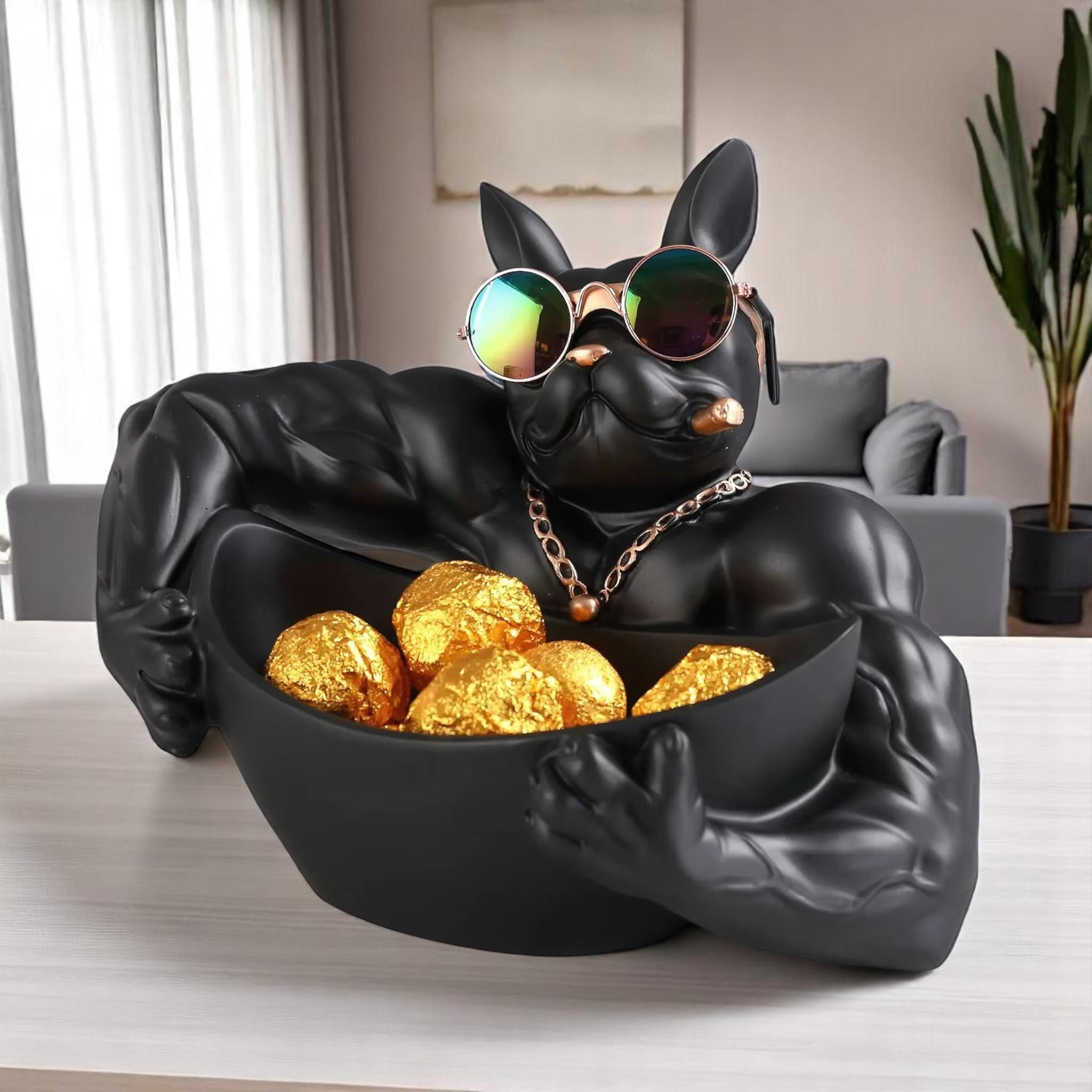 Funny Dog Statue Storage Box, Resin Animal Figurine for Home Decor ...