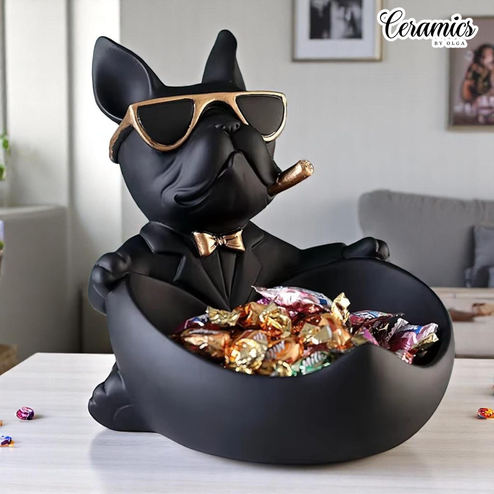 Funny Dog Statue Storage Box, Resin Animal Figurine for Home Decor ...