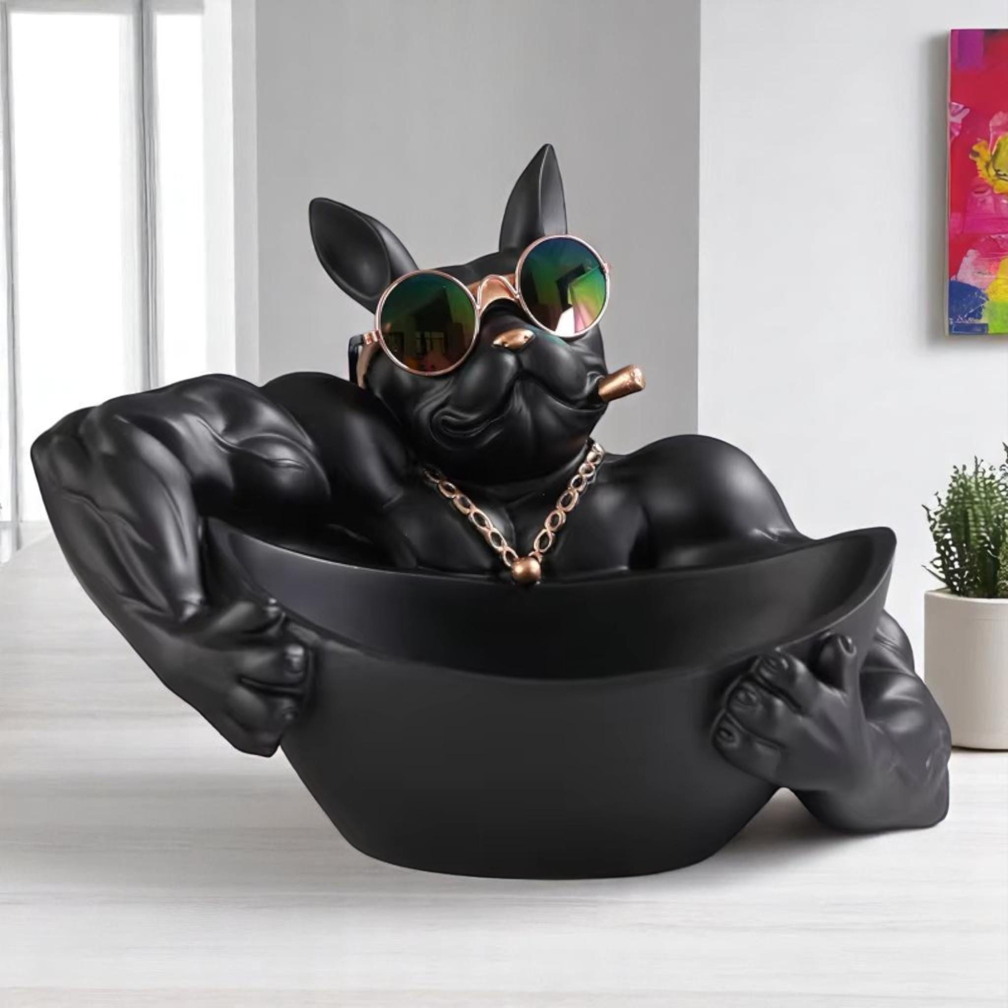 Funny Dog Statue Storage Box, Resin Animal Figurine for Home Decor ...