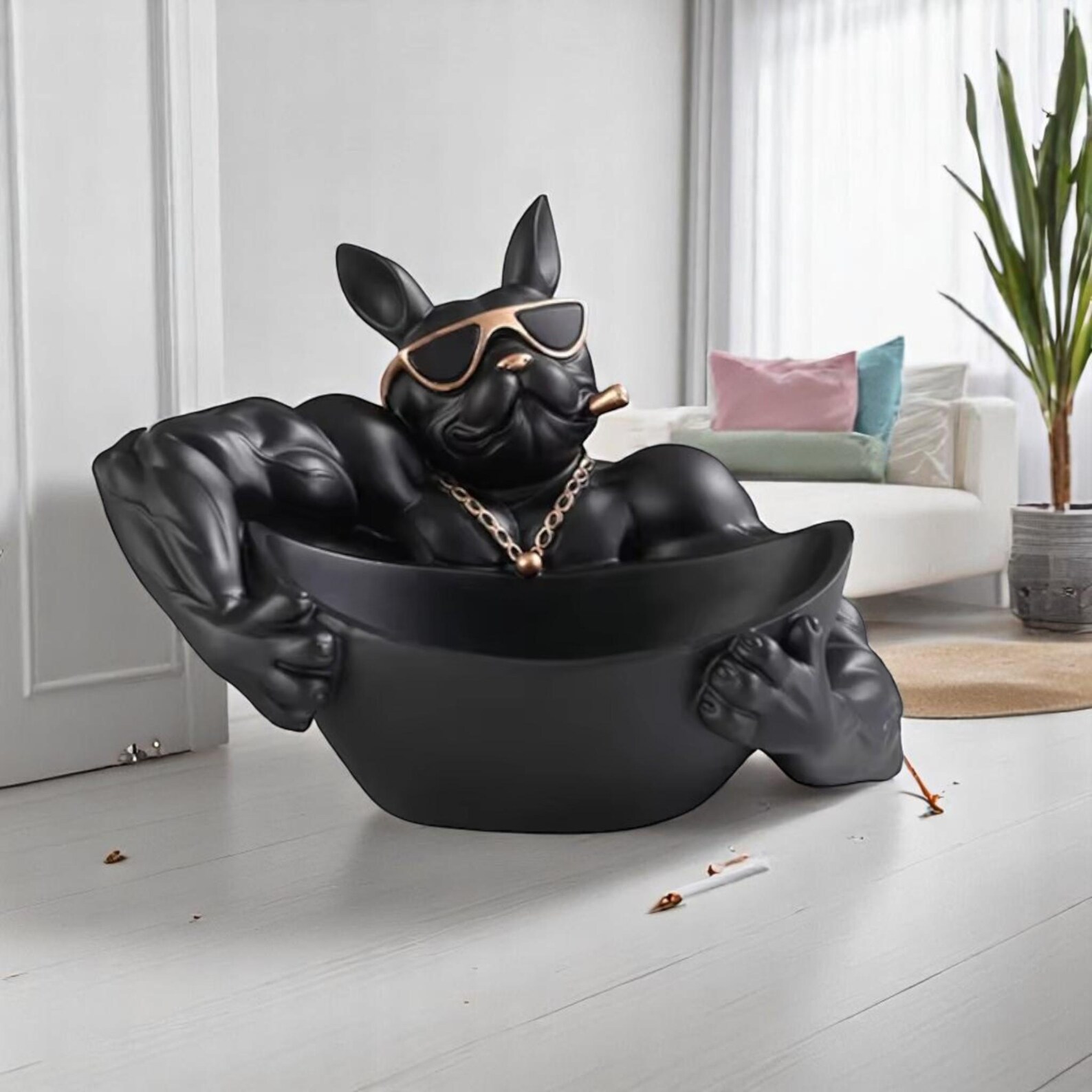 Funny Dog Statue Storage Box, Resin Animal Figurine for Home Decor ...