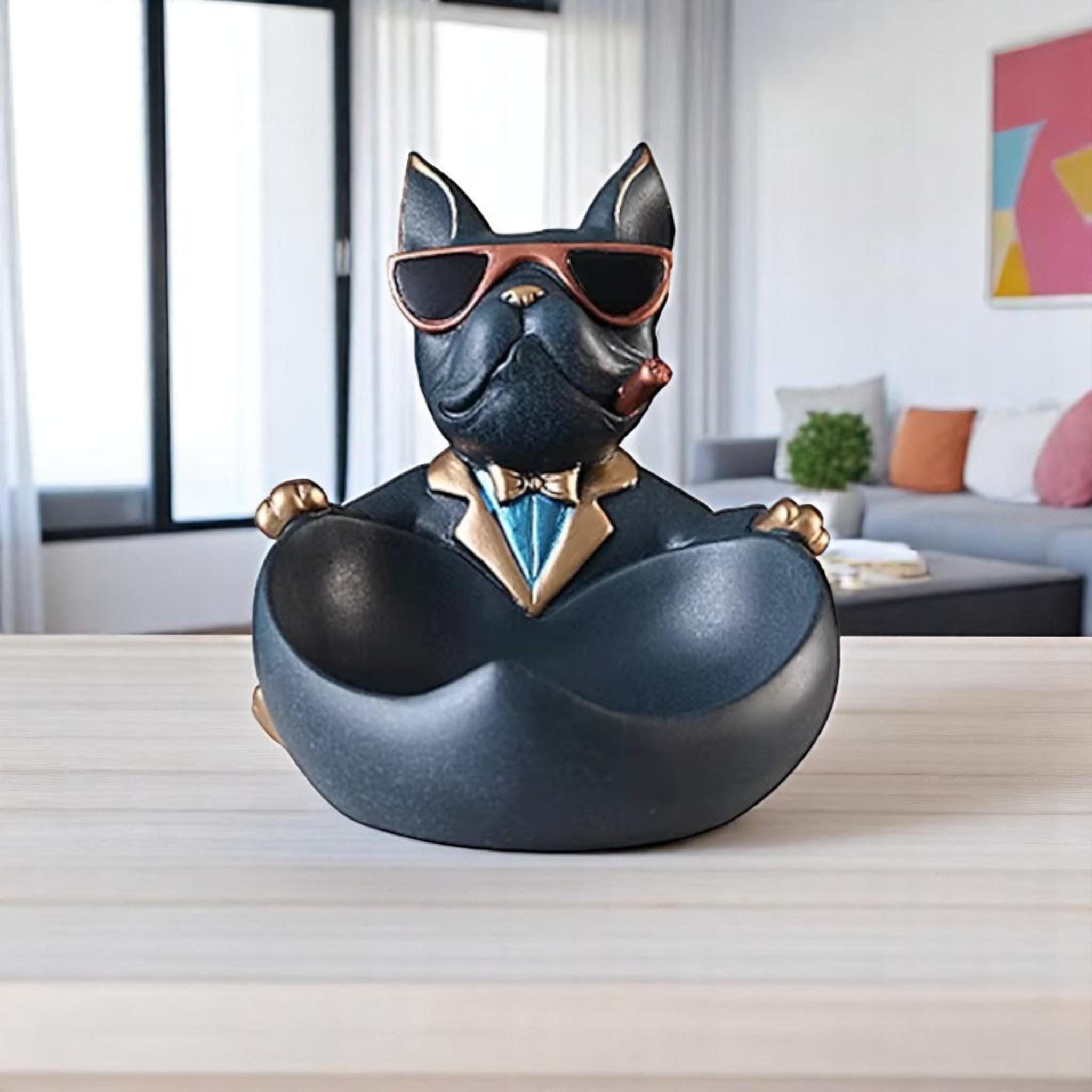 Funny Dog Statue Storage Box, Resin Animal Figurine for Home Decor ...