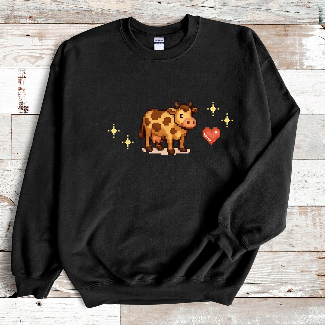 Stardew Valley Sweatshirt, Pixel Cow, Perfect Gift for Gamers, Stand ...
