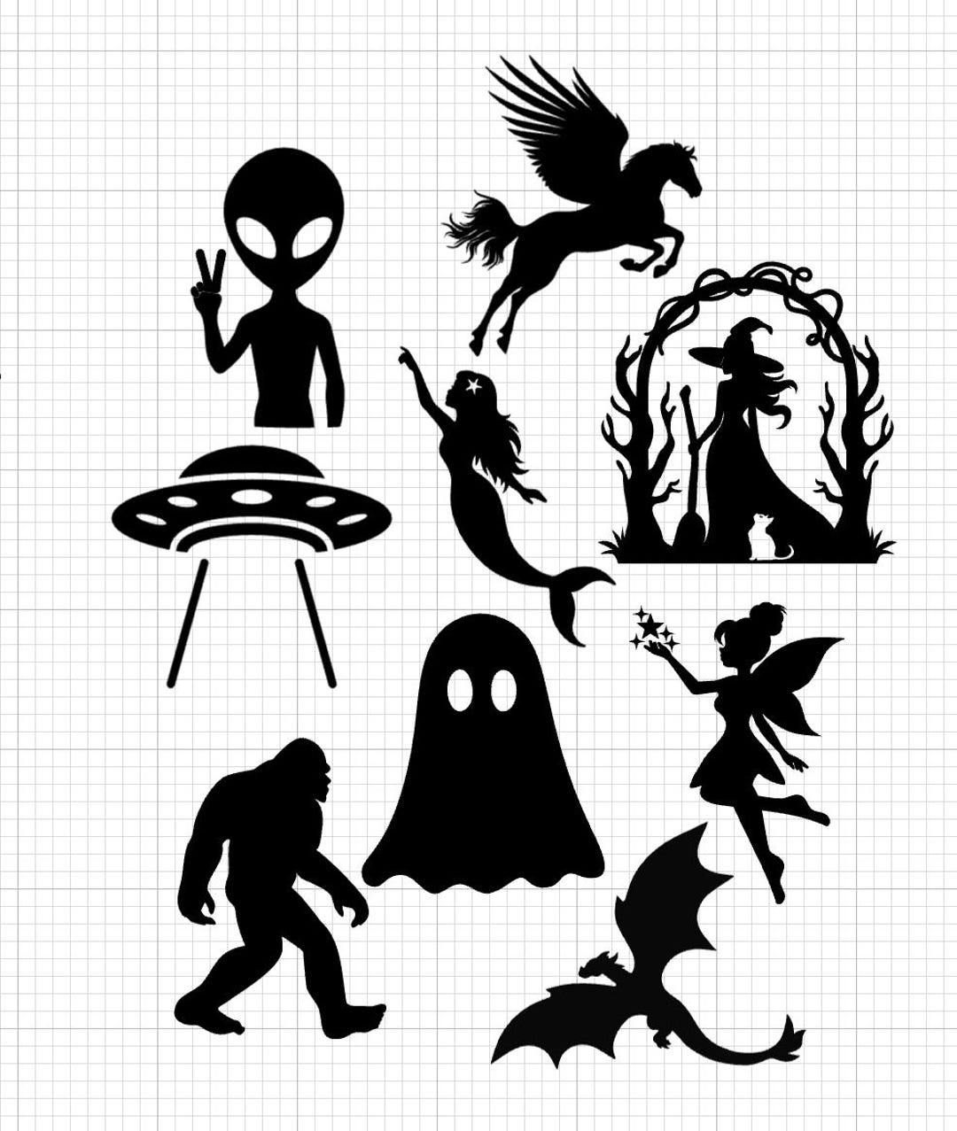 Cryptid/mythical Creatures Sticker Silhouettes - Etsy