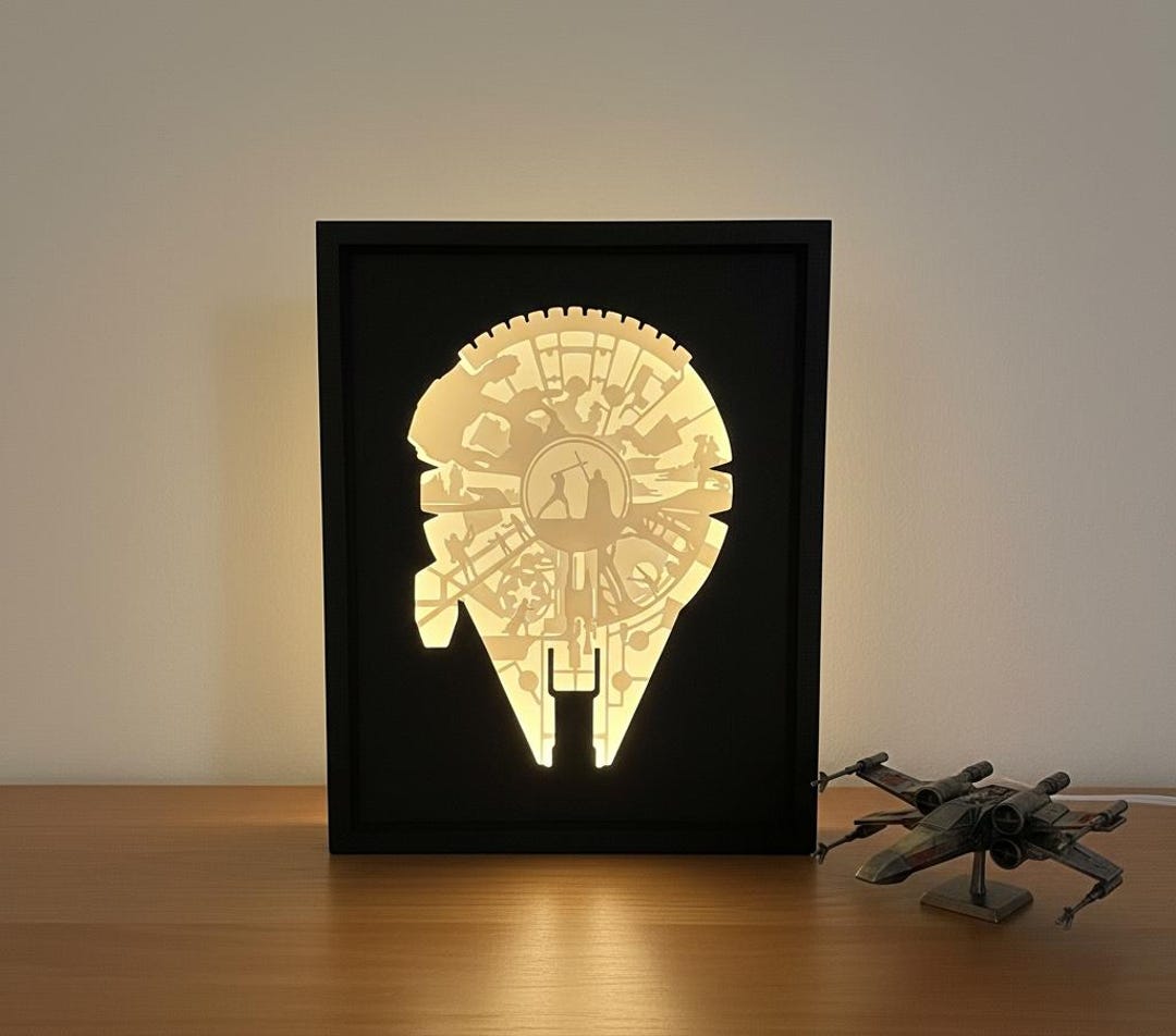 Millennium Falcon Shadow Box: 3D Printed Star Wars LED Lamp - Etsy