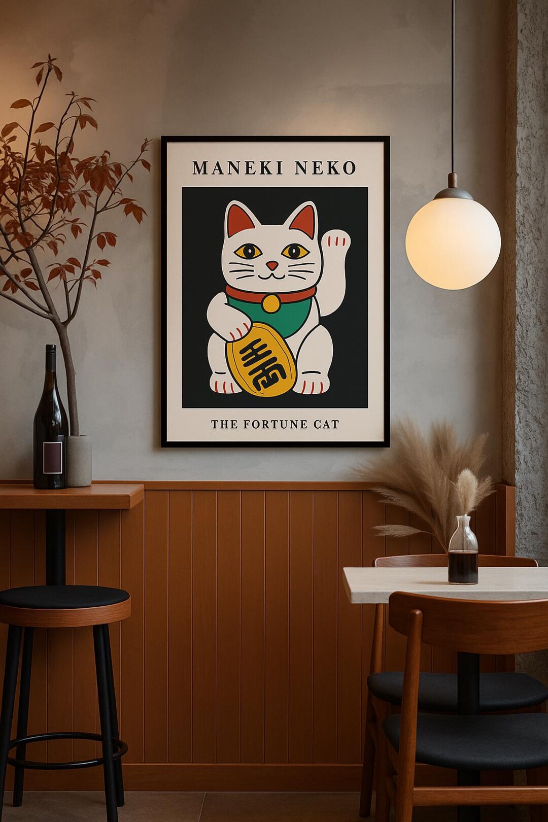 Lucky Cat Art Print | Maneki Neko, Japanese Home Decor - Etsy