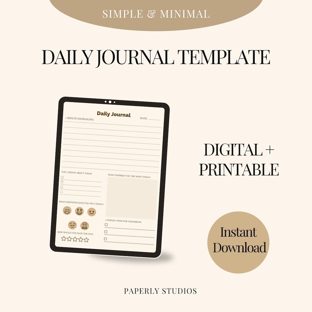 Daily Journal Template | Digital & Printable Self-reflection Pages ...