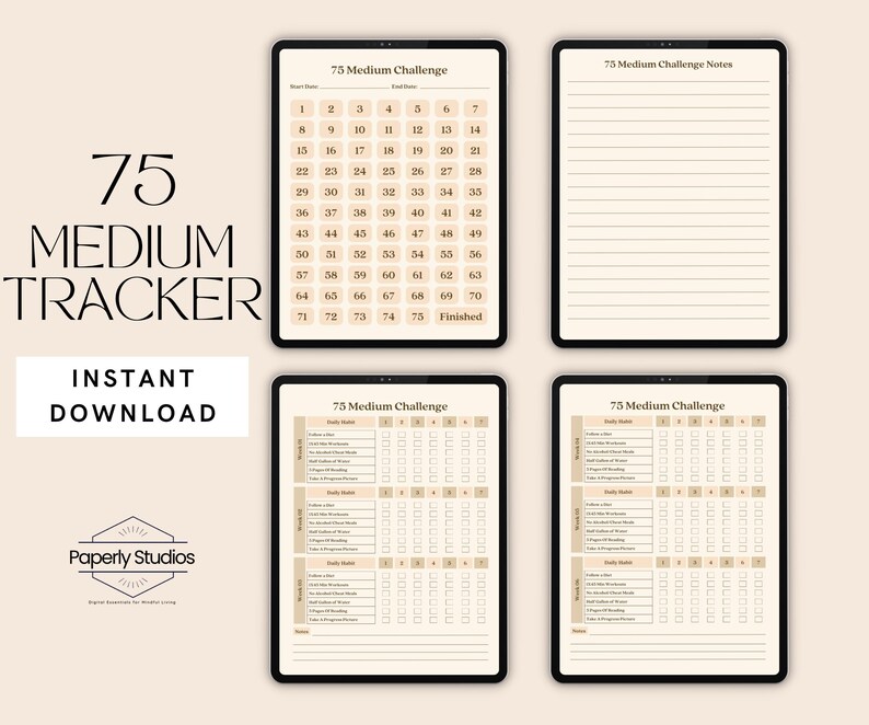 75 Day Challenge Planner: Self-discipline Habit Tracker (A4 PDF) - Etsy