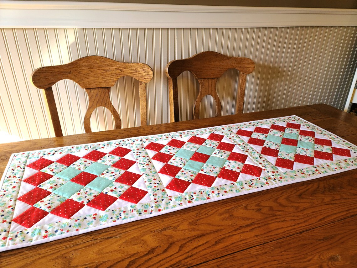 Great Granny Square Quilted Table Mat/table Runner, Three Blocks - Etsy
