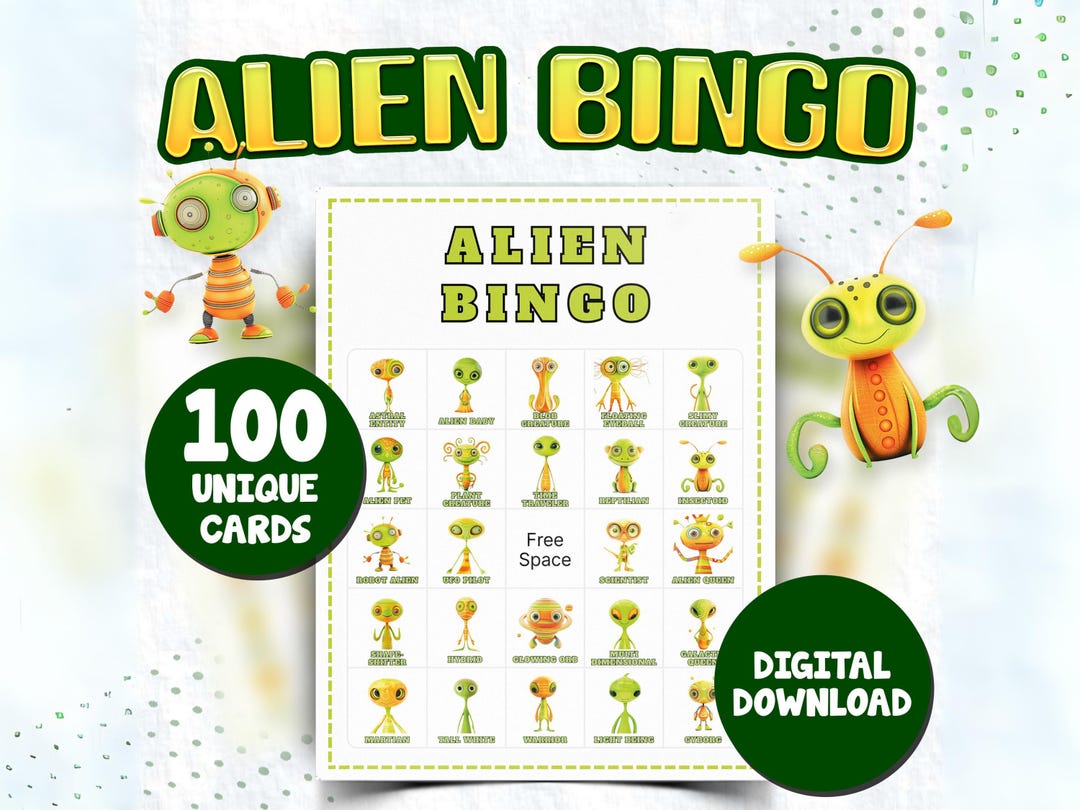 Alien Creatures Bingo – Printable Space Activity for Kids – Fun and ...