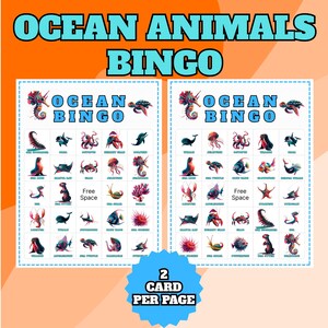 Ocean Animals Bingo Game – Printable Kids Activity – Educational Sea ...