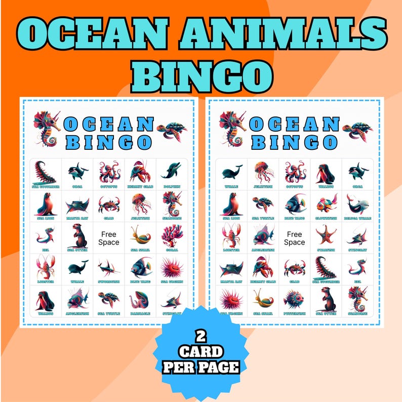 Ocean Animals Bingo Game – Printable Kids Activity – Educational Sea ...