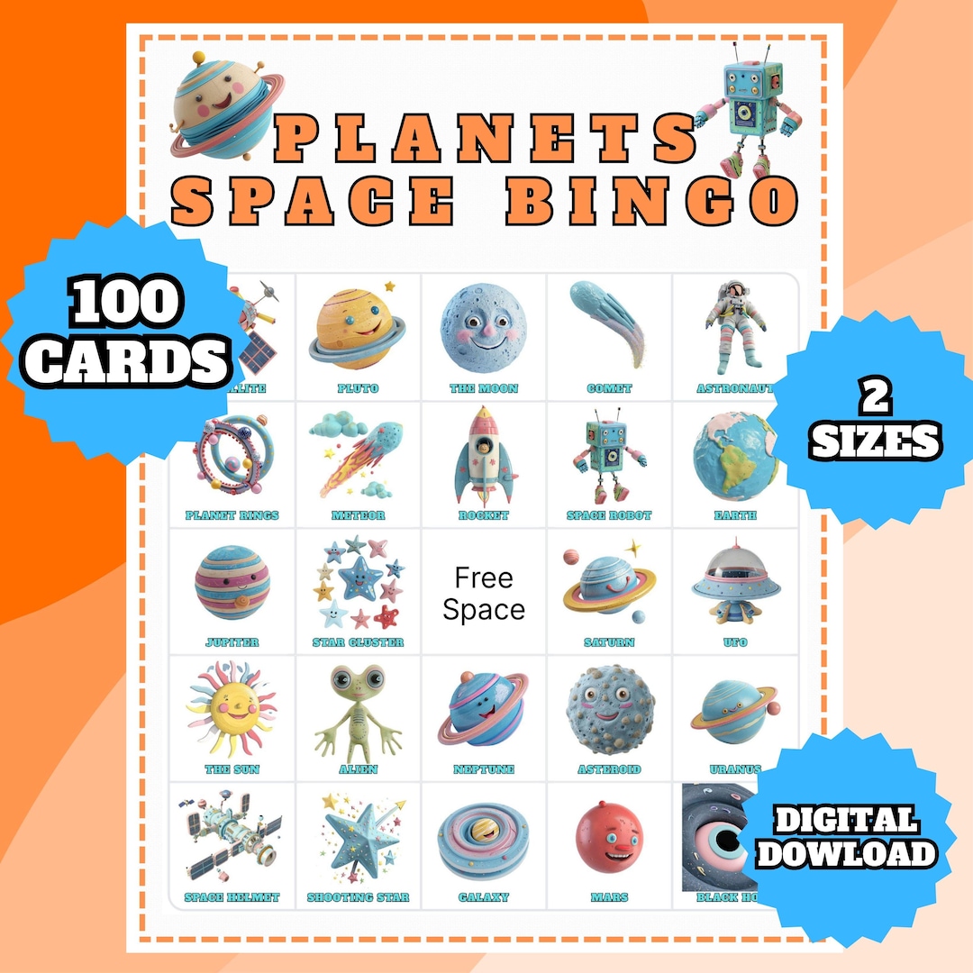 Planets & Space Bingo Game – Printable Kids Activity – Educational ...