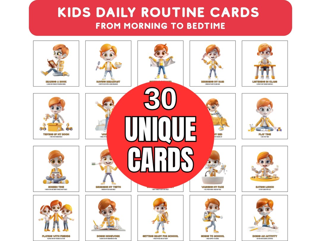 Kids Daily Routine Cards – Visual Schedule Flashcards for Toddlers and ...