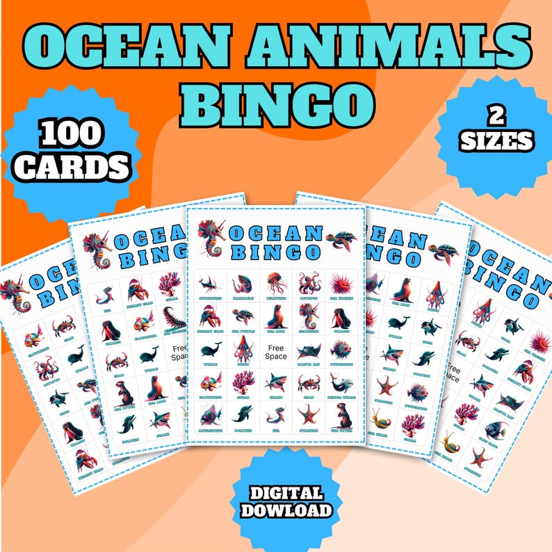 Ocean Animals Bingo Game – Printable Kids Activity – Educational Sea ...