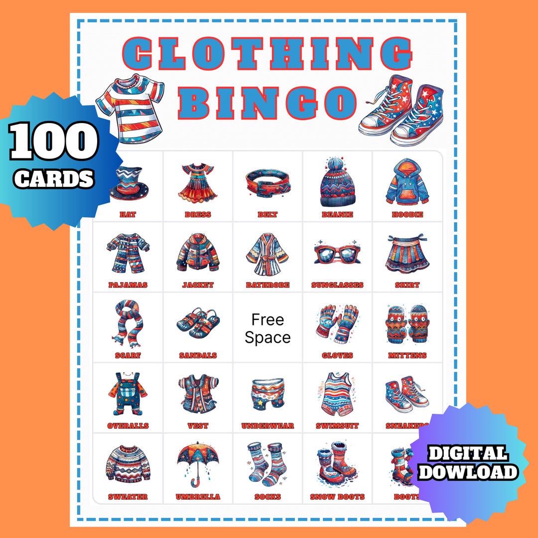 Clothing Bingo Game – Printable Kids Activity – Learn Clothes ...