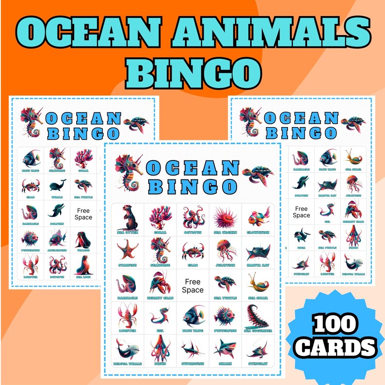 Ocean Animals Bingo Game – Printable Kids Activity – Educational Sea ...