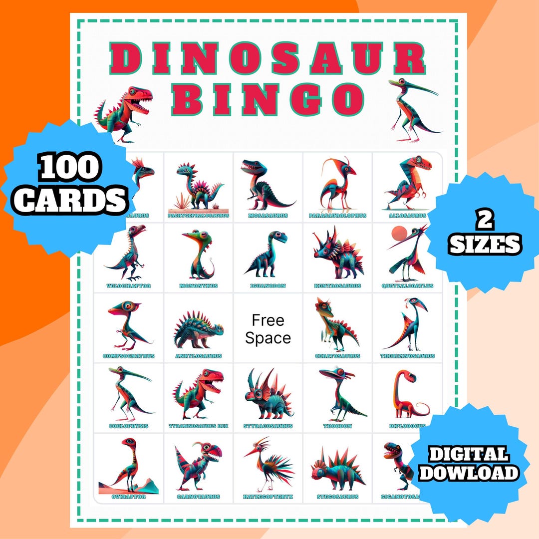 Dinosaur Bingo Game – Printable Kids Activity – Educational Dinosaur ...