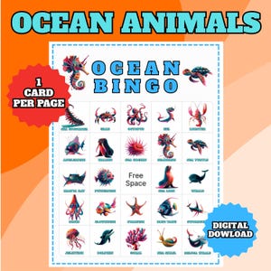 Ocean Animals Bingo Game – Printable Kids Activity – Educational Sea ...