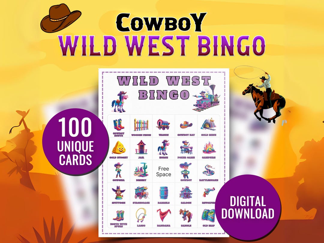 Wild West Bingo for Kids – Printable Cowboy Party Game for Classroom ...