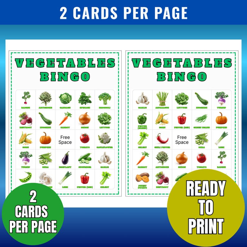 Vegetables Bingo Game – Printable Kids Activity – Learn Vegetables With ...