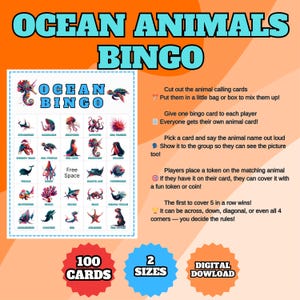 Ocean Animals Bingo Game – Printable Kids Activity – Educational Sea ...