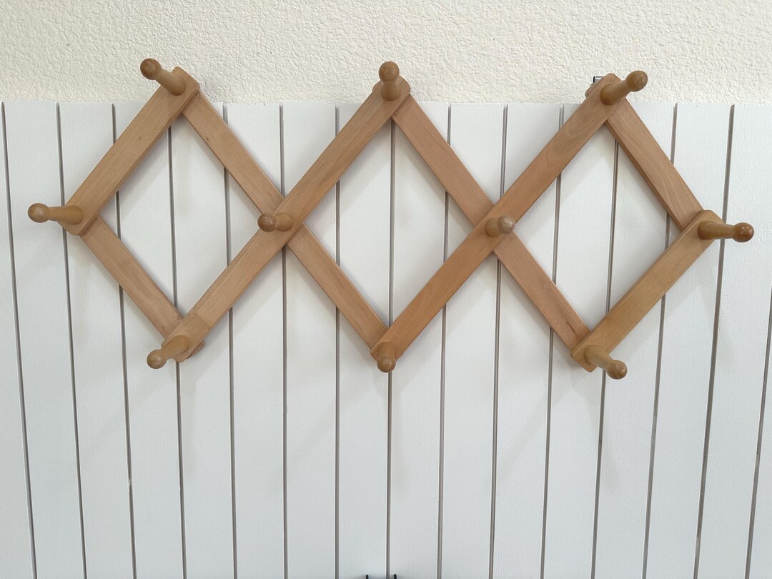 Blonde Vintage Peg Rack/ Long Accordion Rack/ Wall Organizer - Etsy