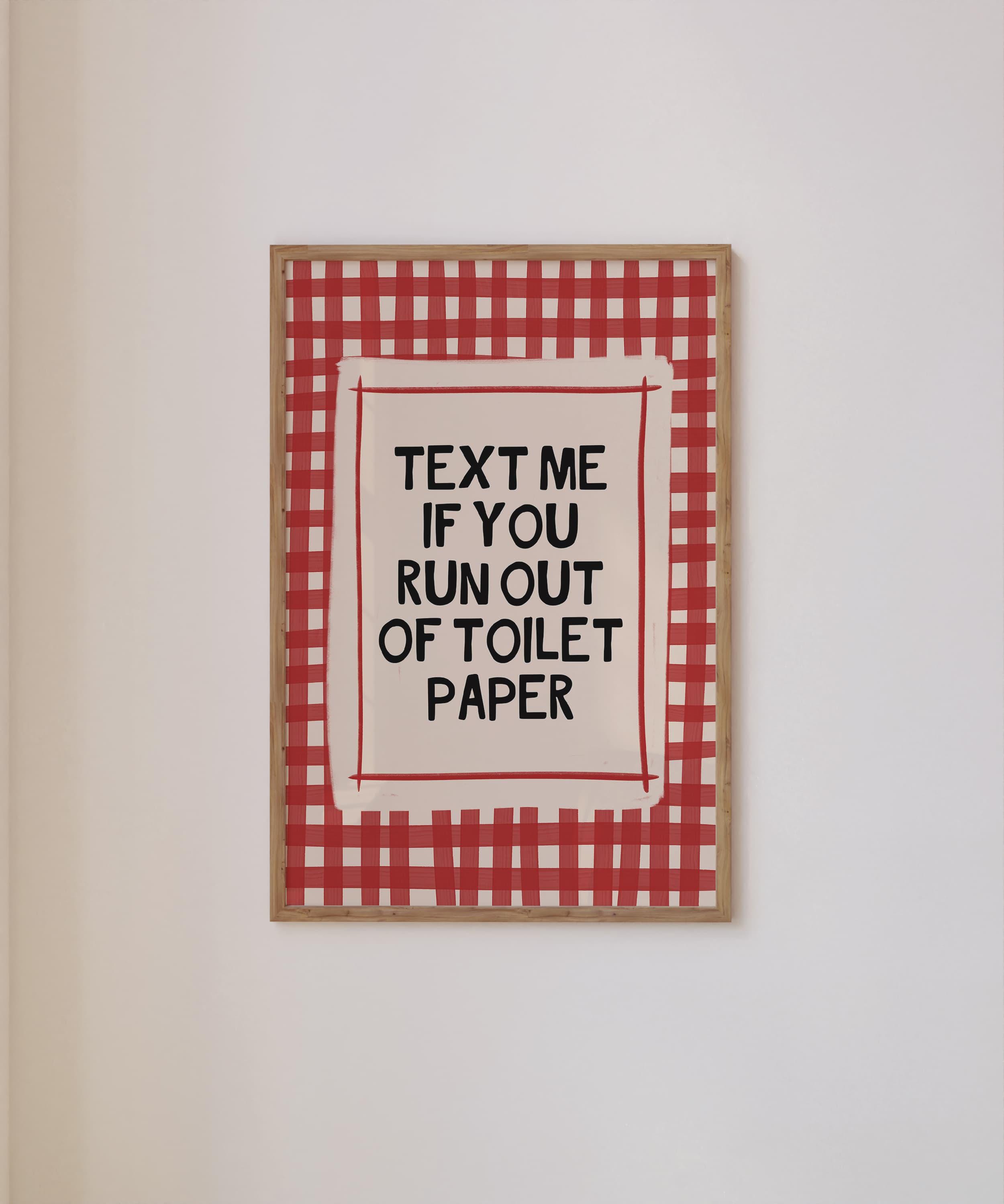 Text Me Toilet Paper Quote Print: Red Funny Bathroom Art Print (instant ...