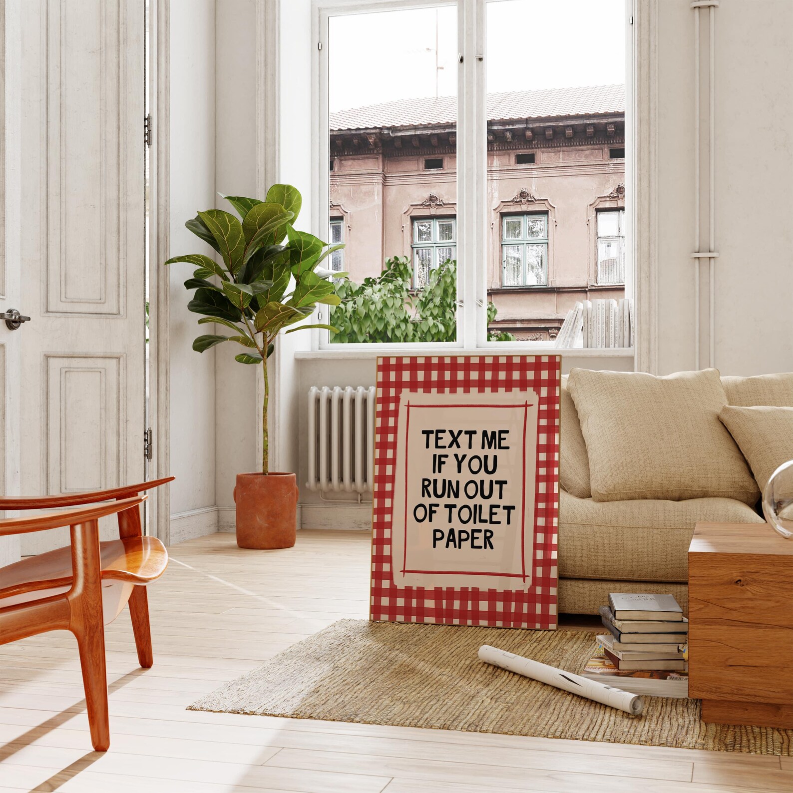 Text Me Toilet Paper Quote Print: Red Funny Bathroom Art Print (instant ...
