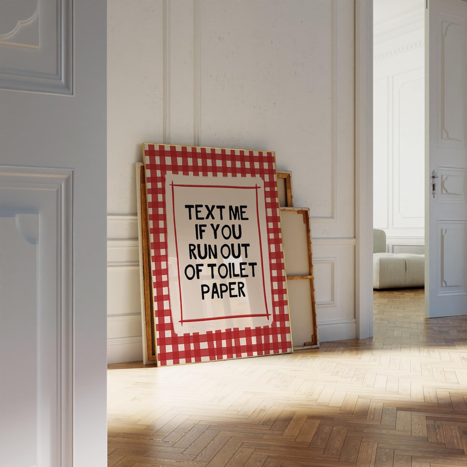 Text Me Toilet Paper Quote Print: Red Funny Bathroom Art Print (instant ...