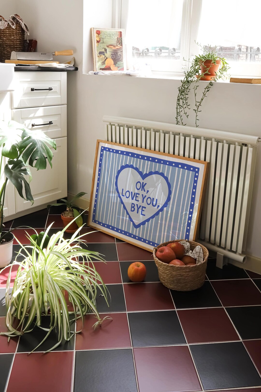 Love You Bye Print: Blue Stripe Quote, Eclectic Wall Art (instant ...