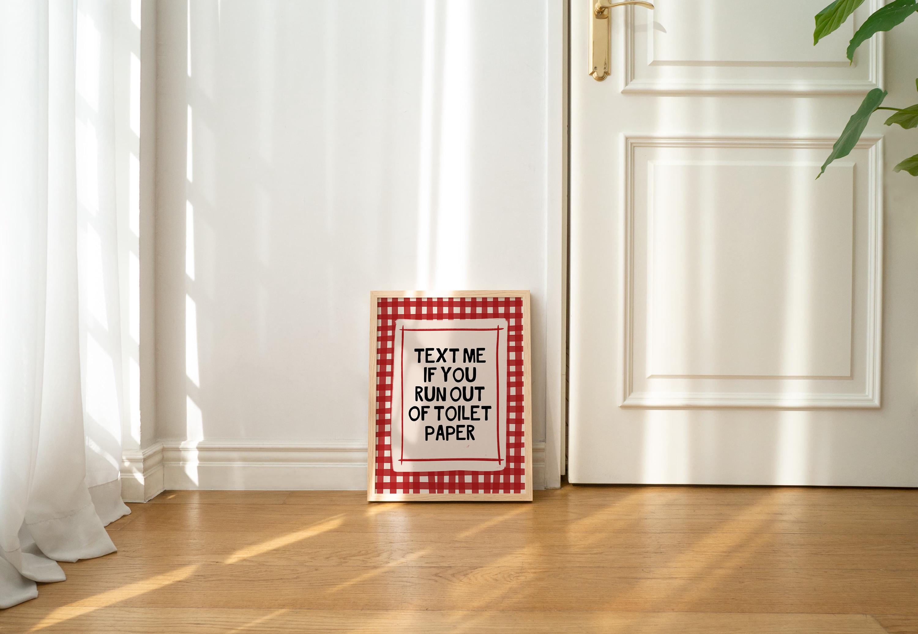 Text Me Toilet Paper Quote Print: Red Funny Bathroom Art Print (instant ...