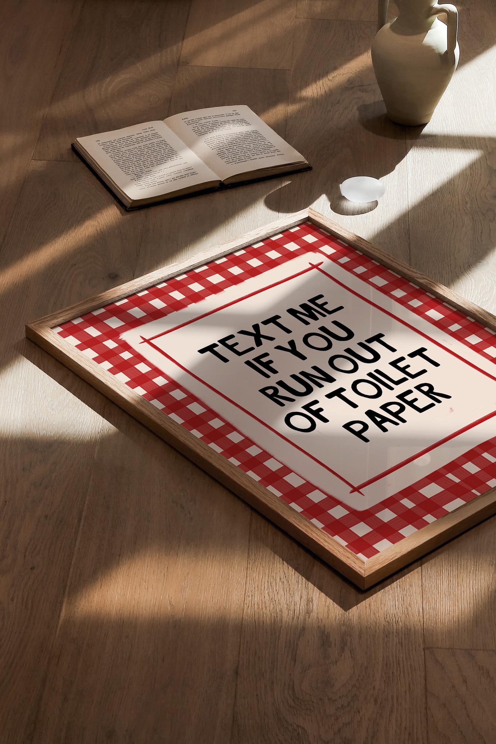 Text Me Toilet Paper Quote Print: Red Funny Bathroom Art Print (instant ...