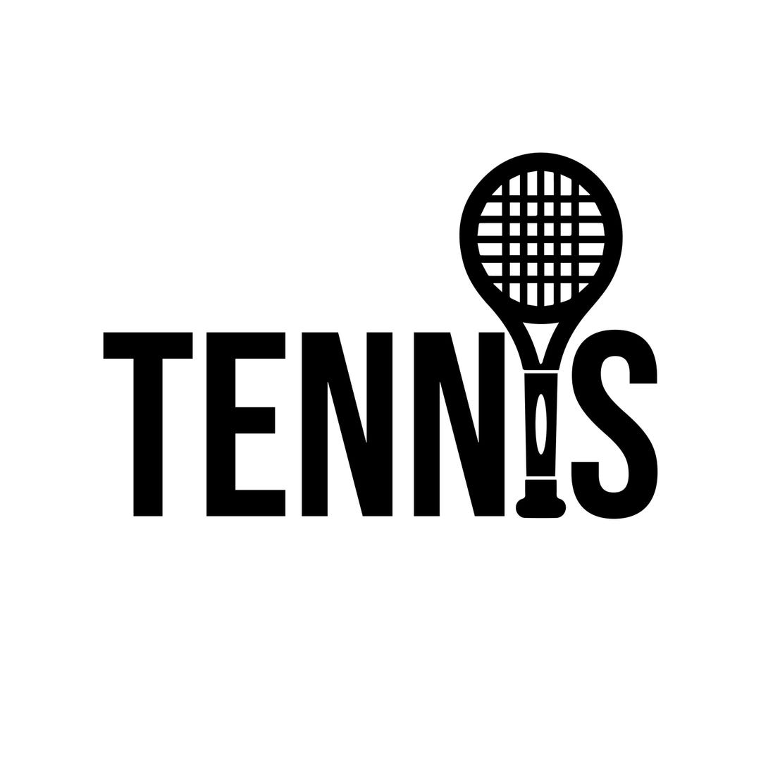 Sports Clipart: Bold Black Word "tennis" With Tennis Racket Cutout for ...