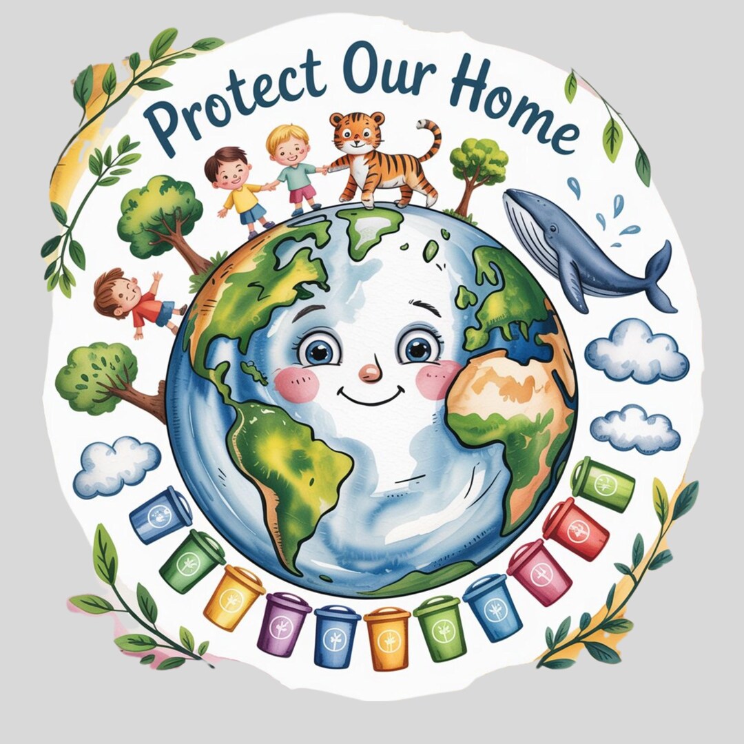 Earth Clipart Eco Planet Earth PNG Green Globe Whimsical Love Earth Day ...